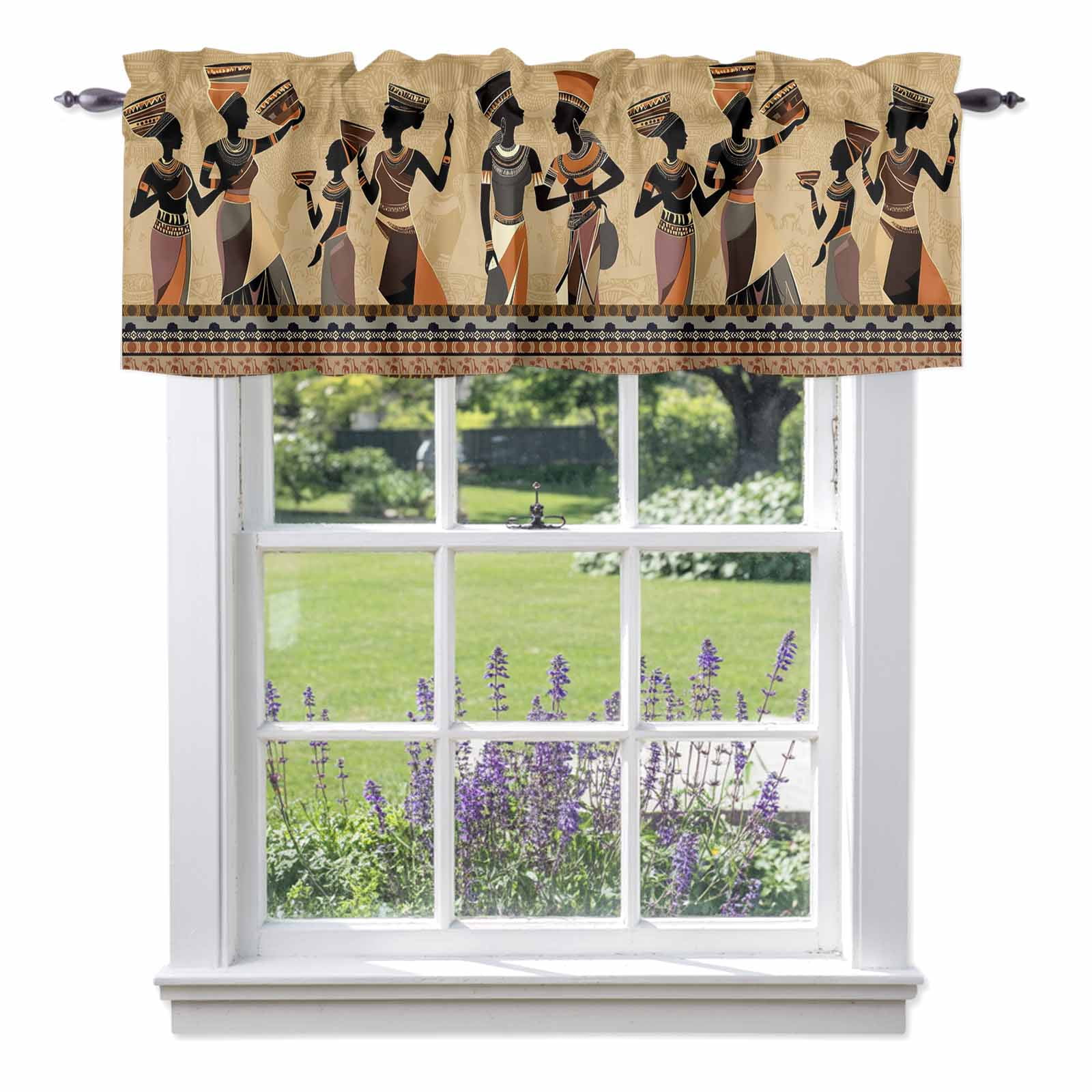African Women Valance Curtain Ethnic Style Window Valances Rod Pocket ...