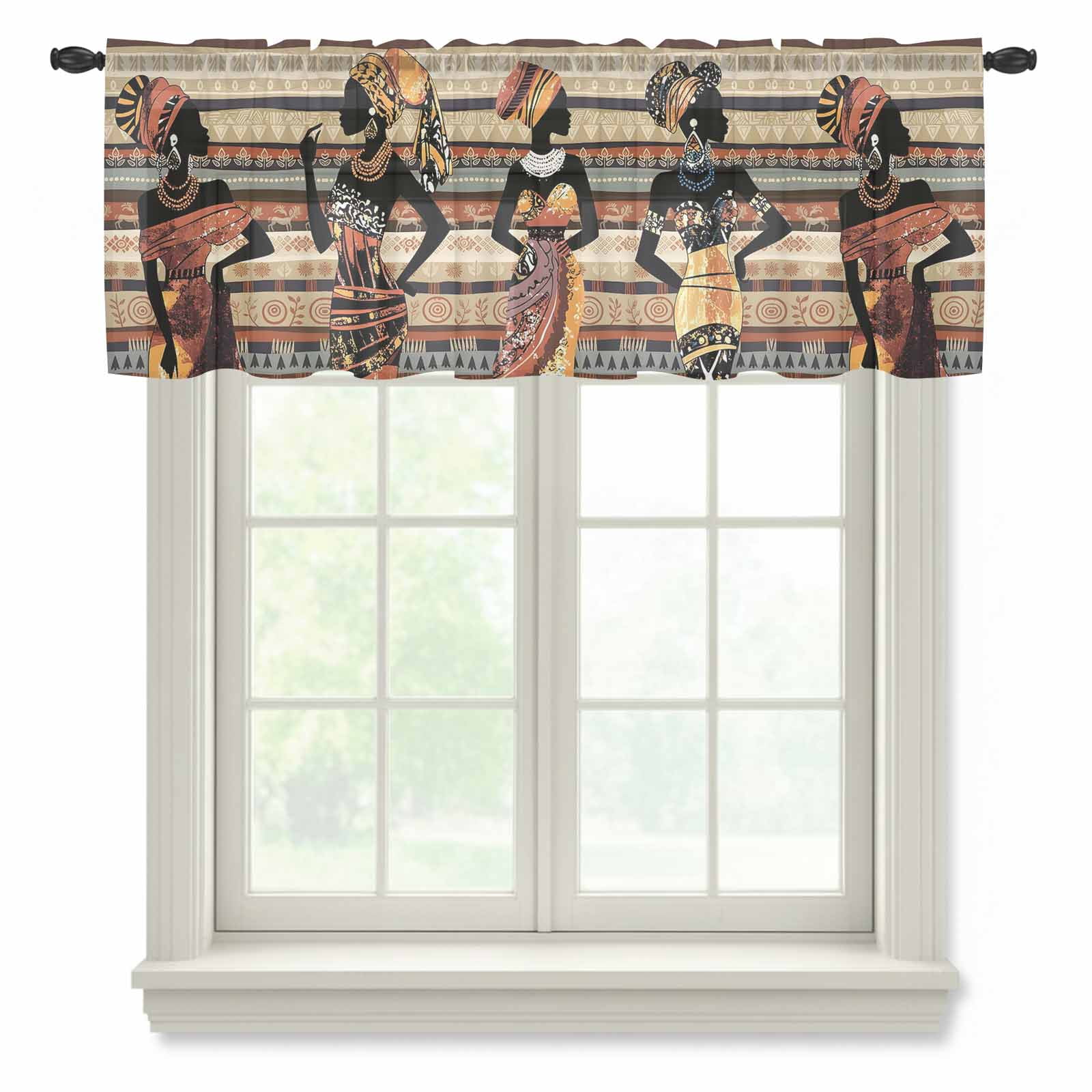 African Women Valance Curtains for Kitchen/Living Room/Bathroom/Bedroom ...