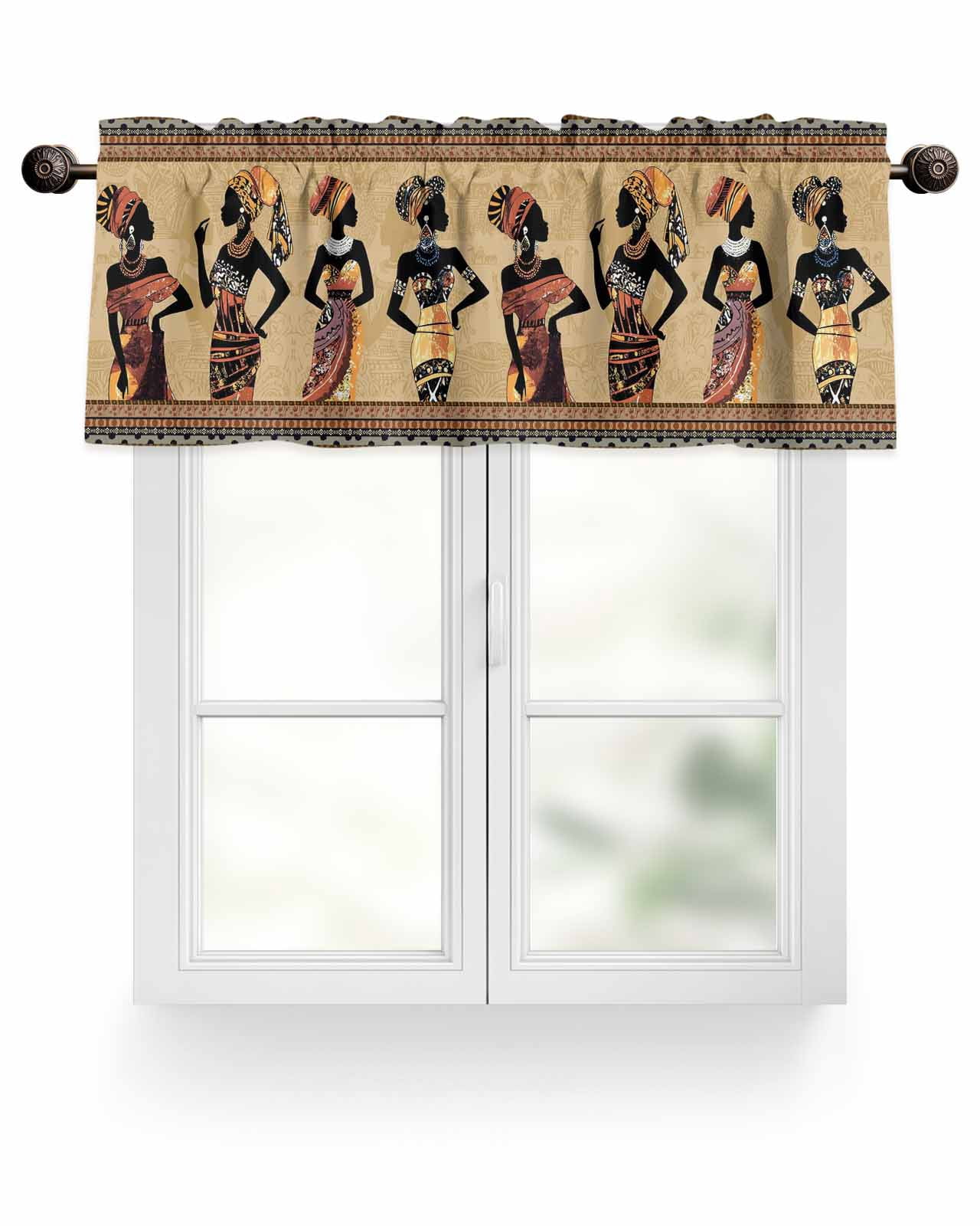 African Women Valances for Windows Silhouette Ethnic Style Traditional ...