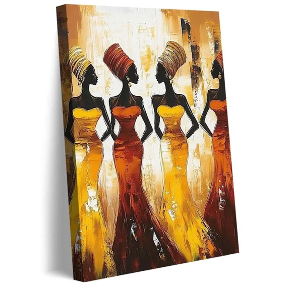 African Women Wall Art Painting Home Decor Orange Yellow Gowns Poster ...