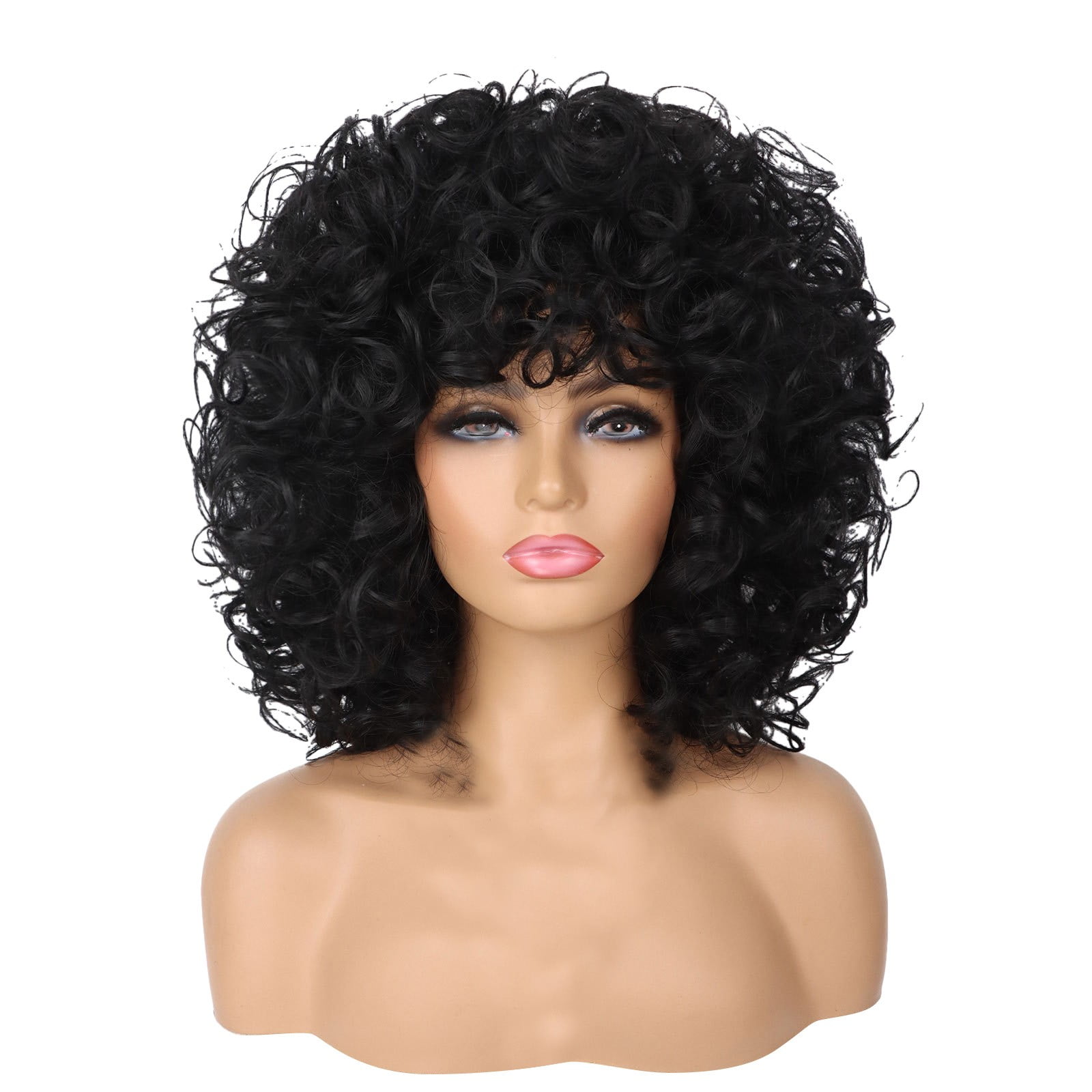 African Women's Wig Black African Small Curly Short Hair Fiber Head ...