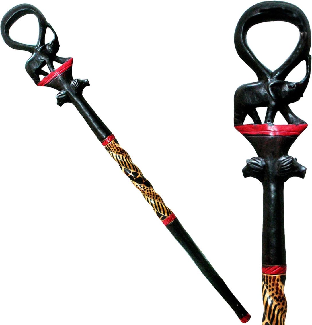 African Wood Decorative Walking Stick (Hand Made in Kenya) - Walmart.com