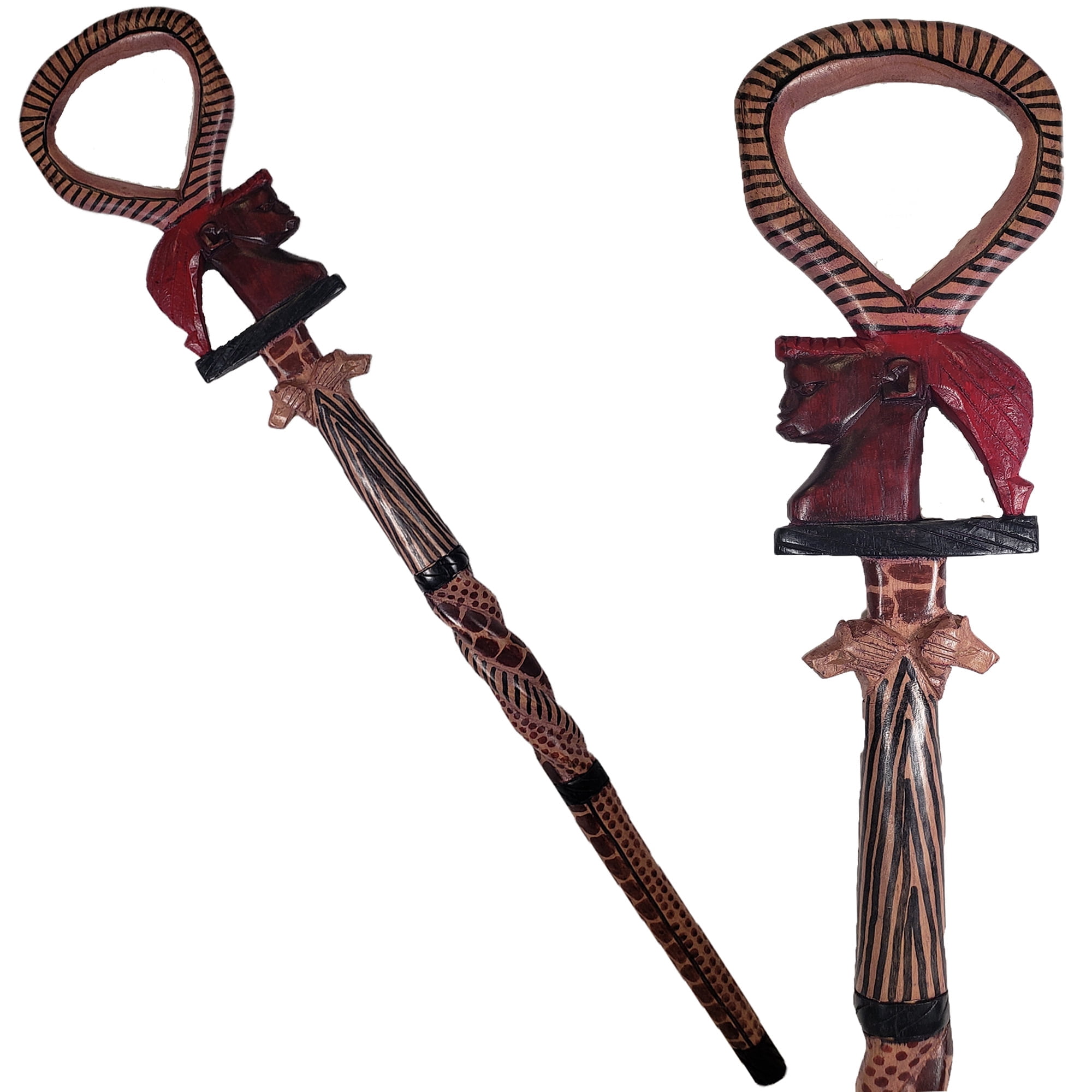 African Wood Decorative Walking Stick (Hand Made in Kenya) - Walmart.com