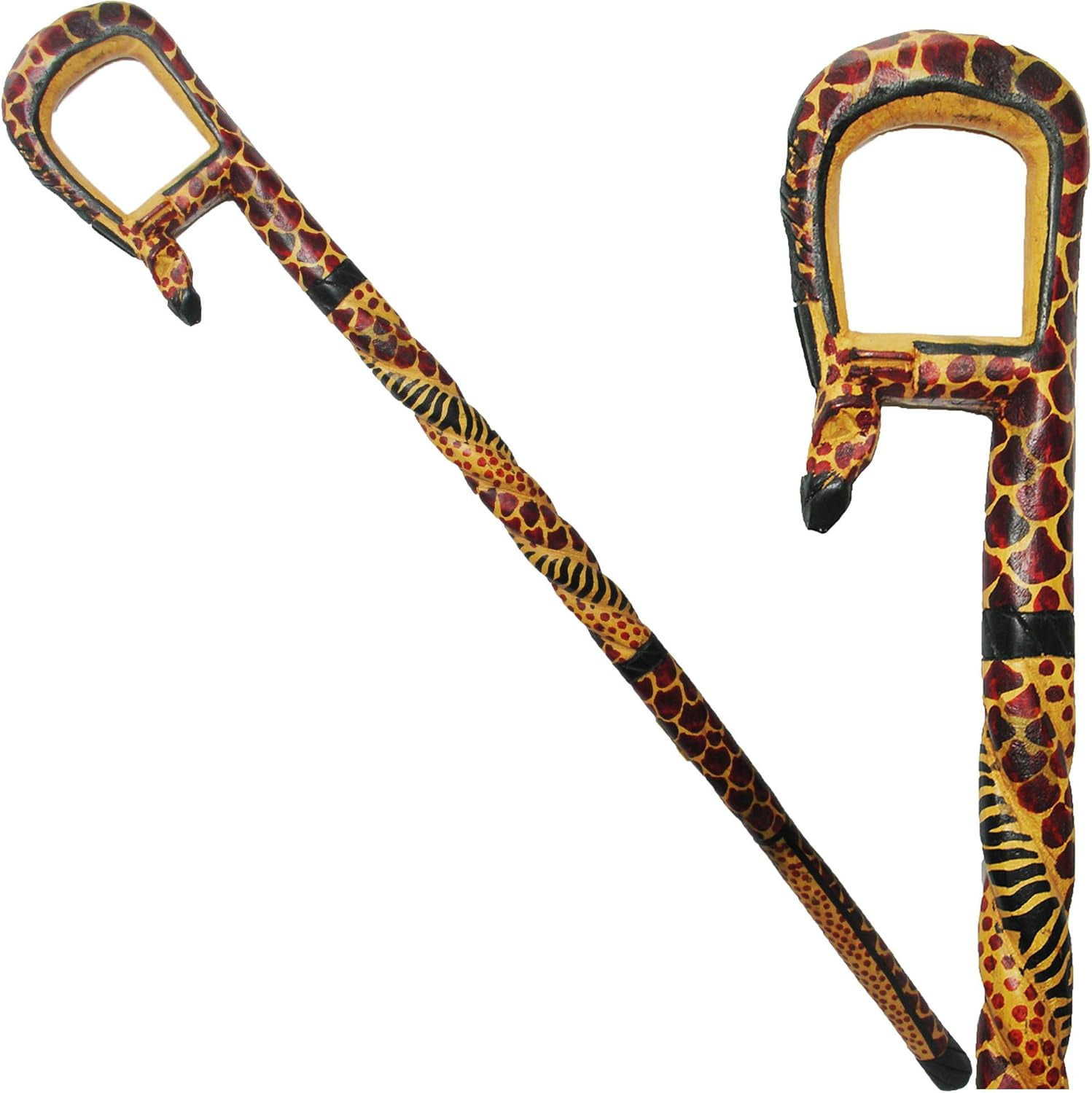 African Wood Decorative Walking Stick (Hand Made in Kenya) - Walmart.com
