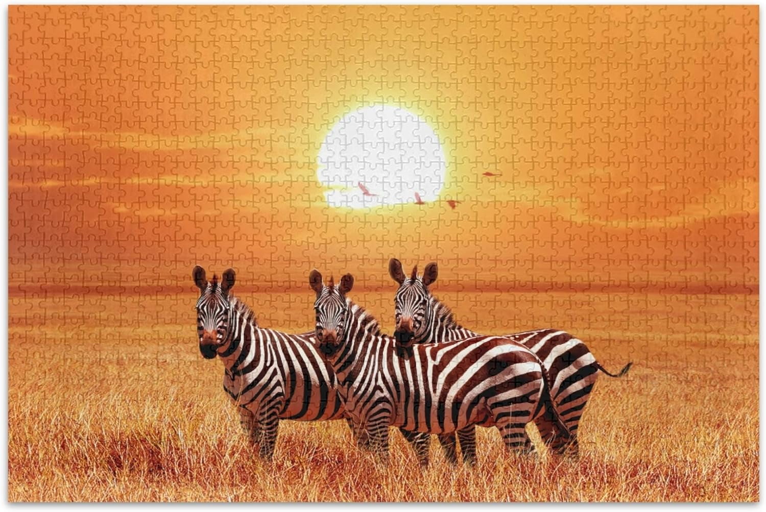 African Zebra - Zebra with Beautiful Sunset Jigsaw Puzzles for Adults ...
