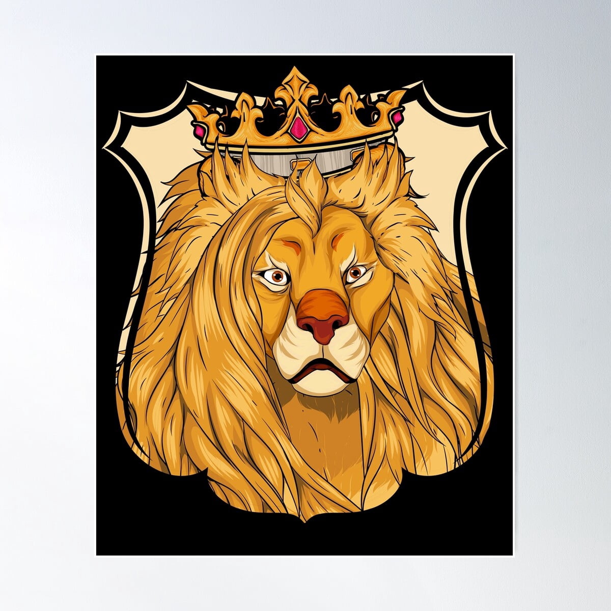 African Zoo Animal Crown Lion Poster Wall Art, Modern Wall Decor For ...