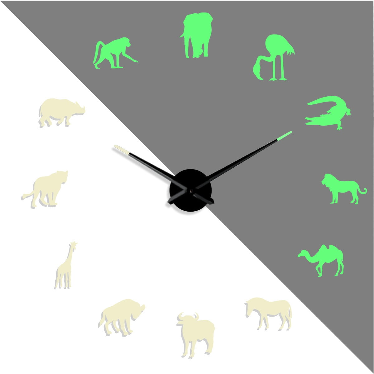 African fauna silhouette DIY creative Different Luminous Frameless Wall ...