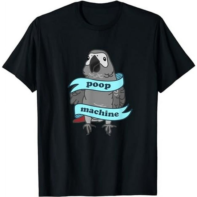 African grey parrot Poop Machine Birb memes Funny Parrot T-Shirt ...