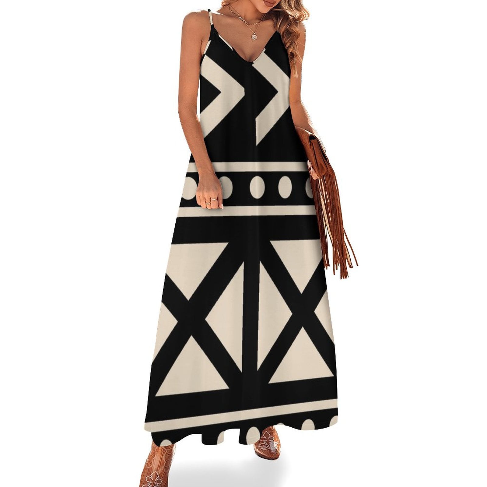 African mud cloth black and white Trending Black And White Cloths Sleeveless Dress Women's dress ...