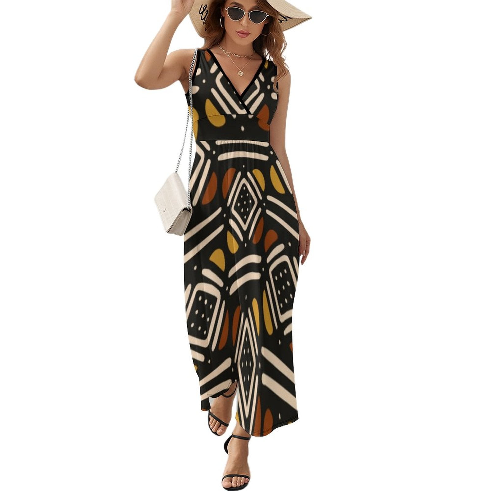 African mudcloth pattern print Sleeveless Dress african dresses for woman party dress women ...