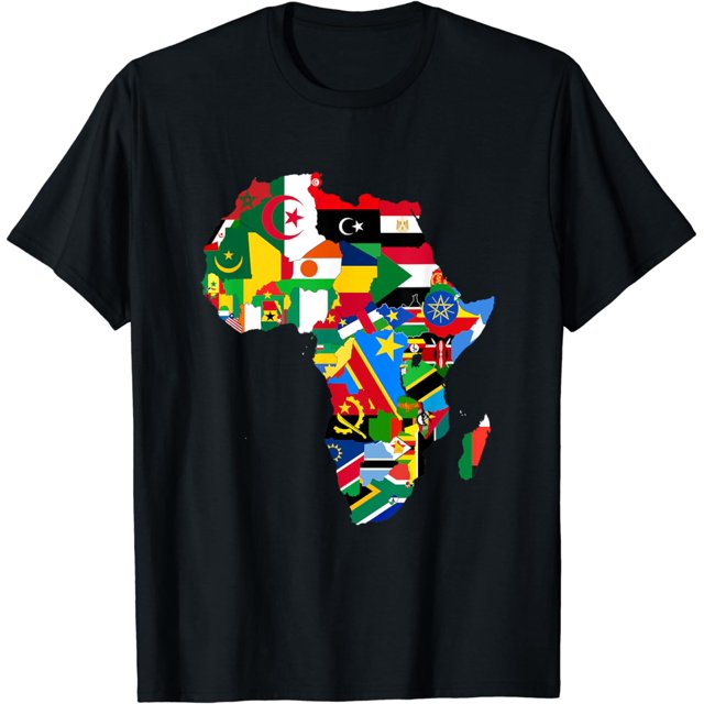 African pride - Map of African Continent with Flags T-Shirt - Walmart.com