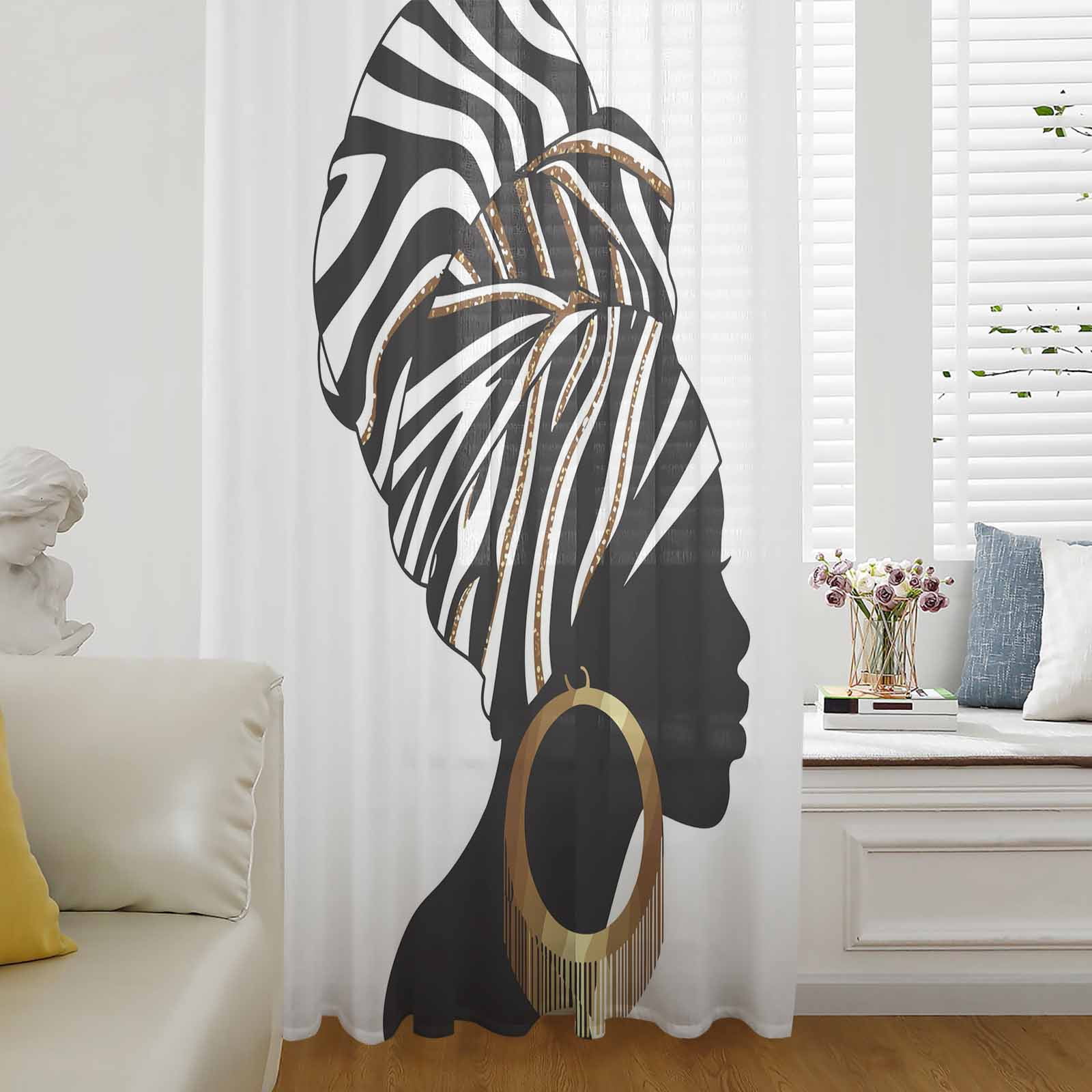 Africans Semi Sheer Curtains Drapes for Living Room, Bedroom, French ...