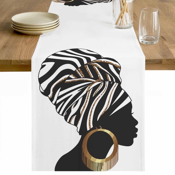 Africans Table Runner - 120 Inch Long Modern Abstract Ethnic Women ...