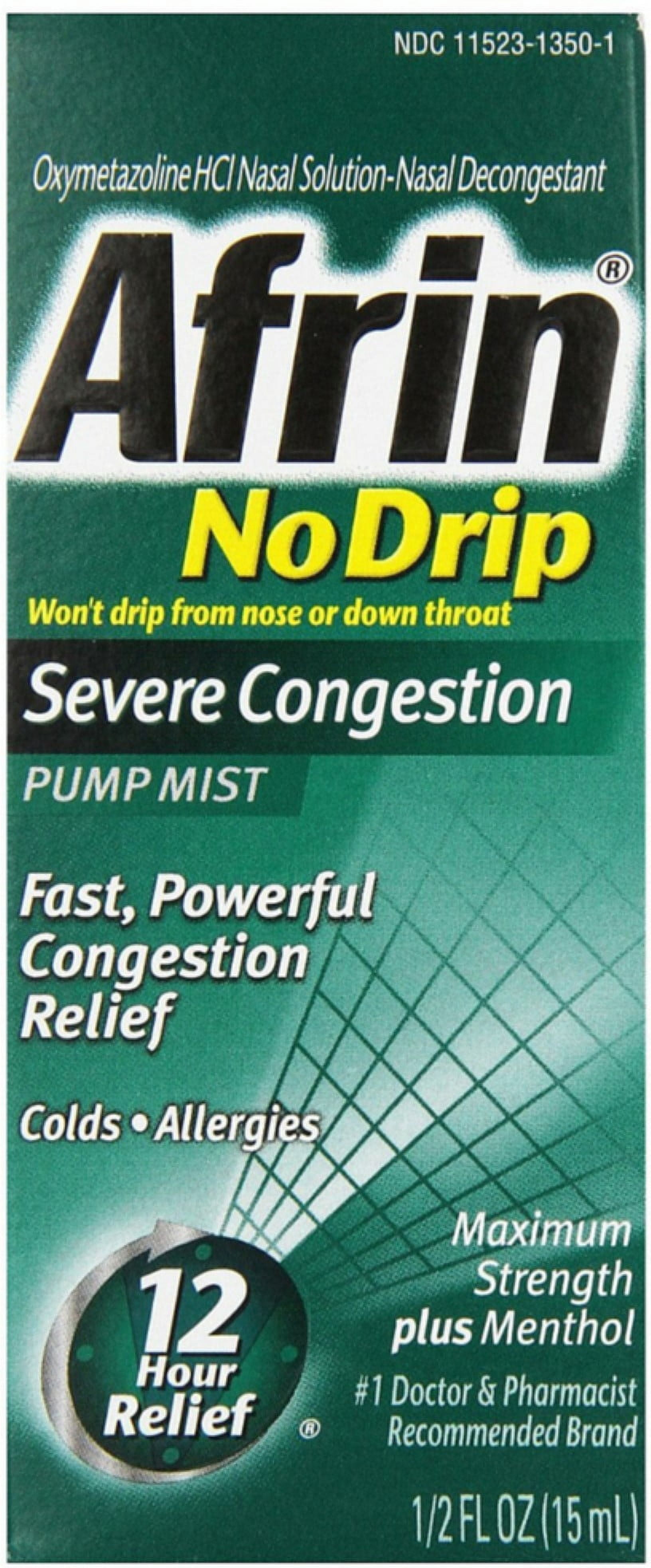 Afrin No Drip Severe Congestion Pump Mist 15 mL (Pack of 4) - Walmart ...
