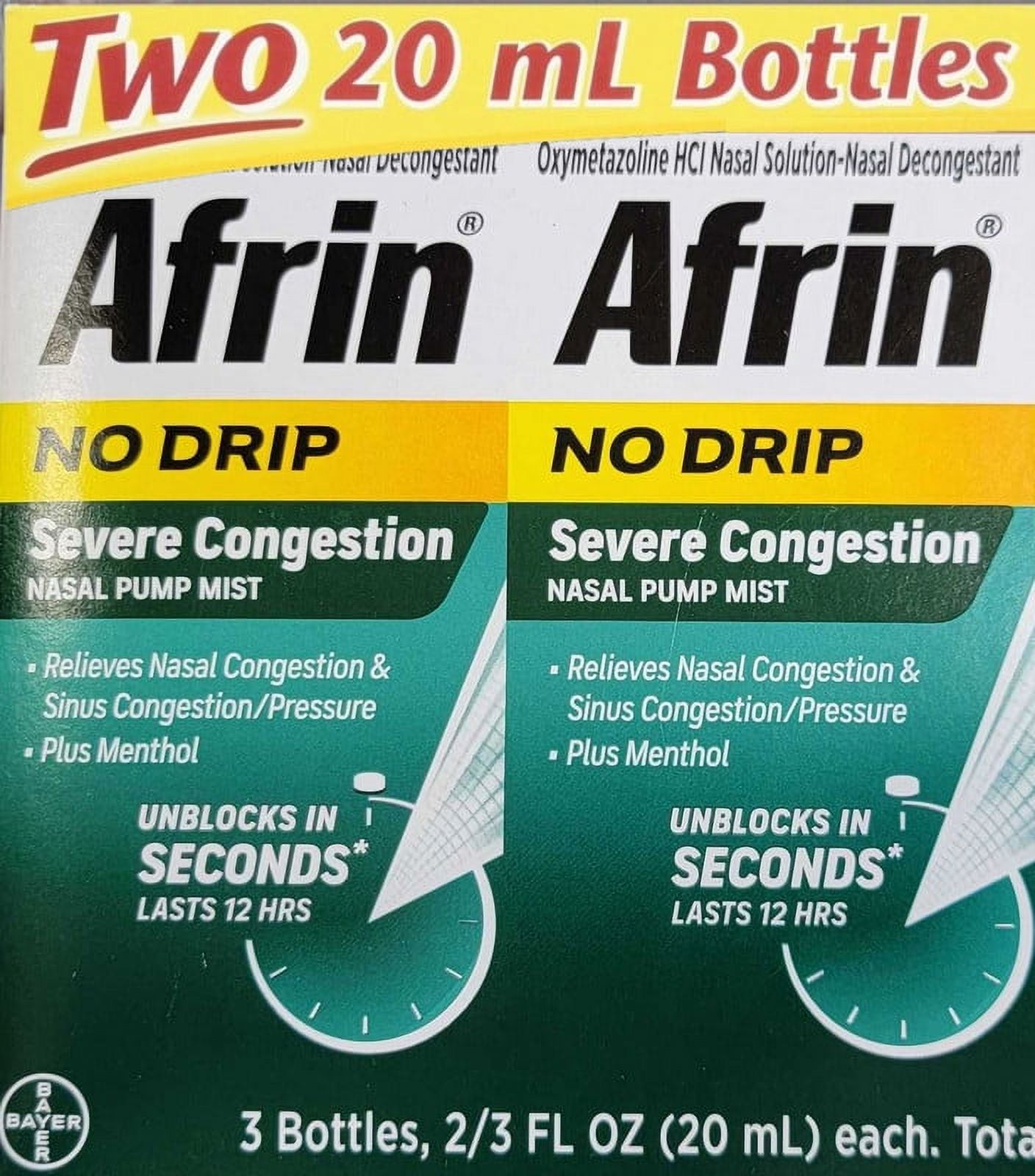 Afrin Severe Congestion Nasal Spray Menthol 20 Ml 2 Pack Fast