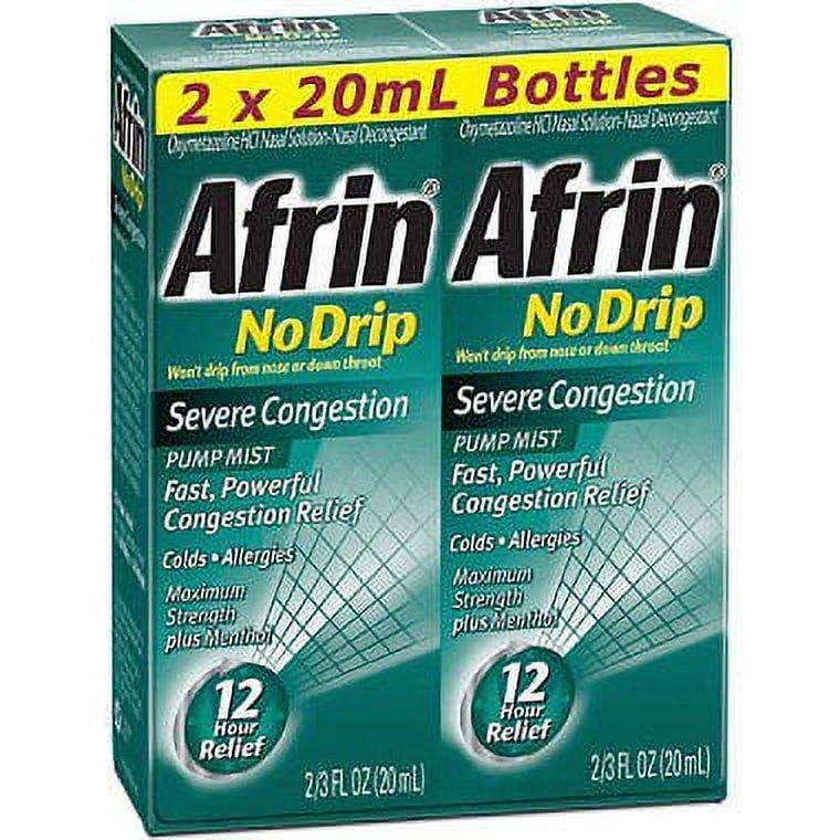 Afrin Original Menthol No Drip Severe Sinus Congestion Nasal Spray, 20 ...