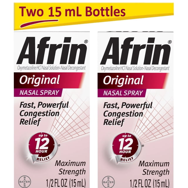 Afrin Original Maximum Strength 12 Hour Nasal Congestion Relief Spray, 2x15 ml - Walmart.com
