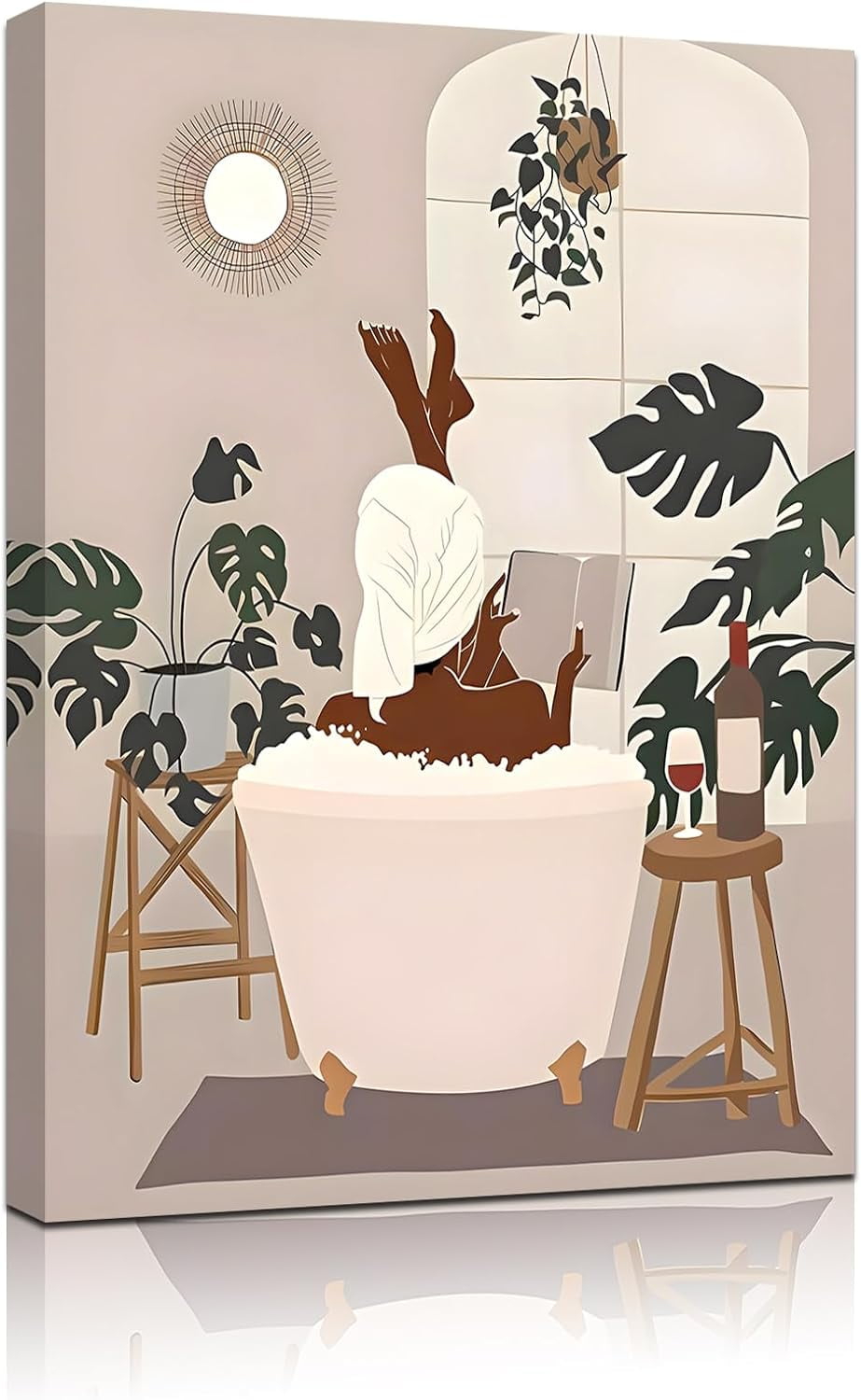 Afro American Abstract Canvas Art, Black Woman In Bathtub Print Painting, Black Girl Bathroom ...