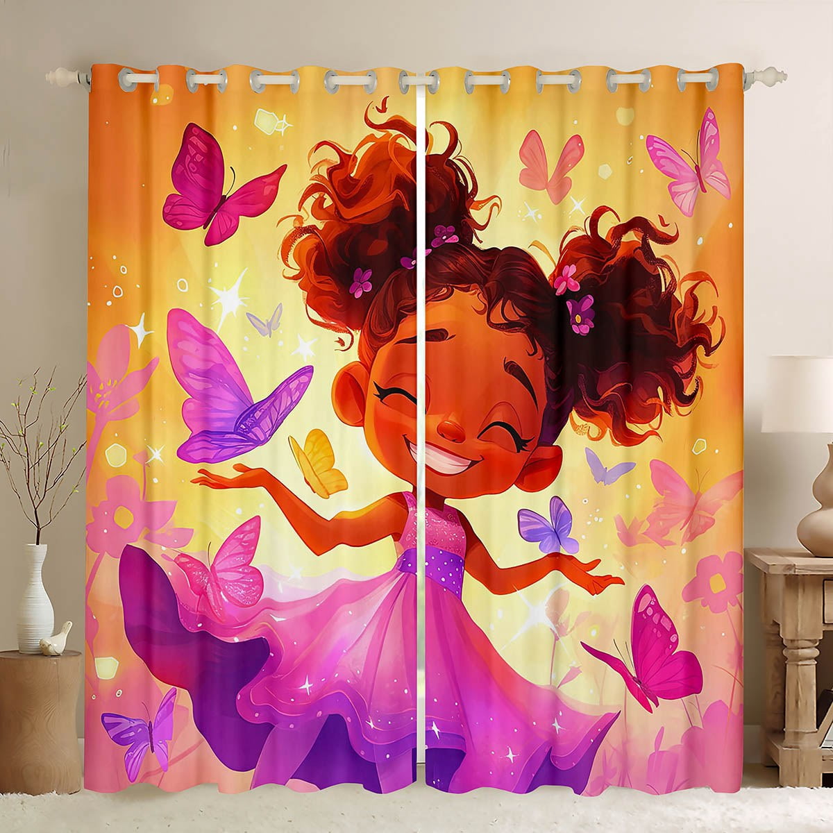 Afro-American 2 Panels 42"Wx84"L Curtains for Little,Afro Princess ...