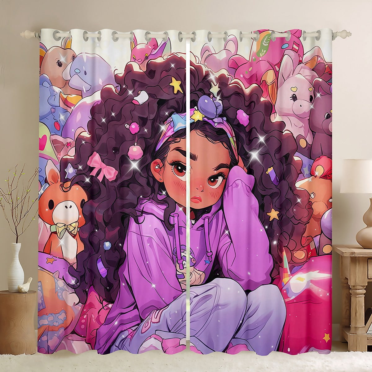 Afro-American Curtains for Living Room for Little,Afro Princess Melanin ...