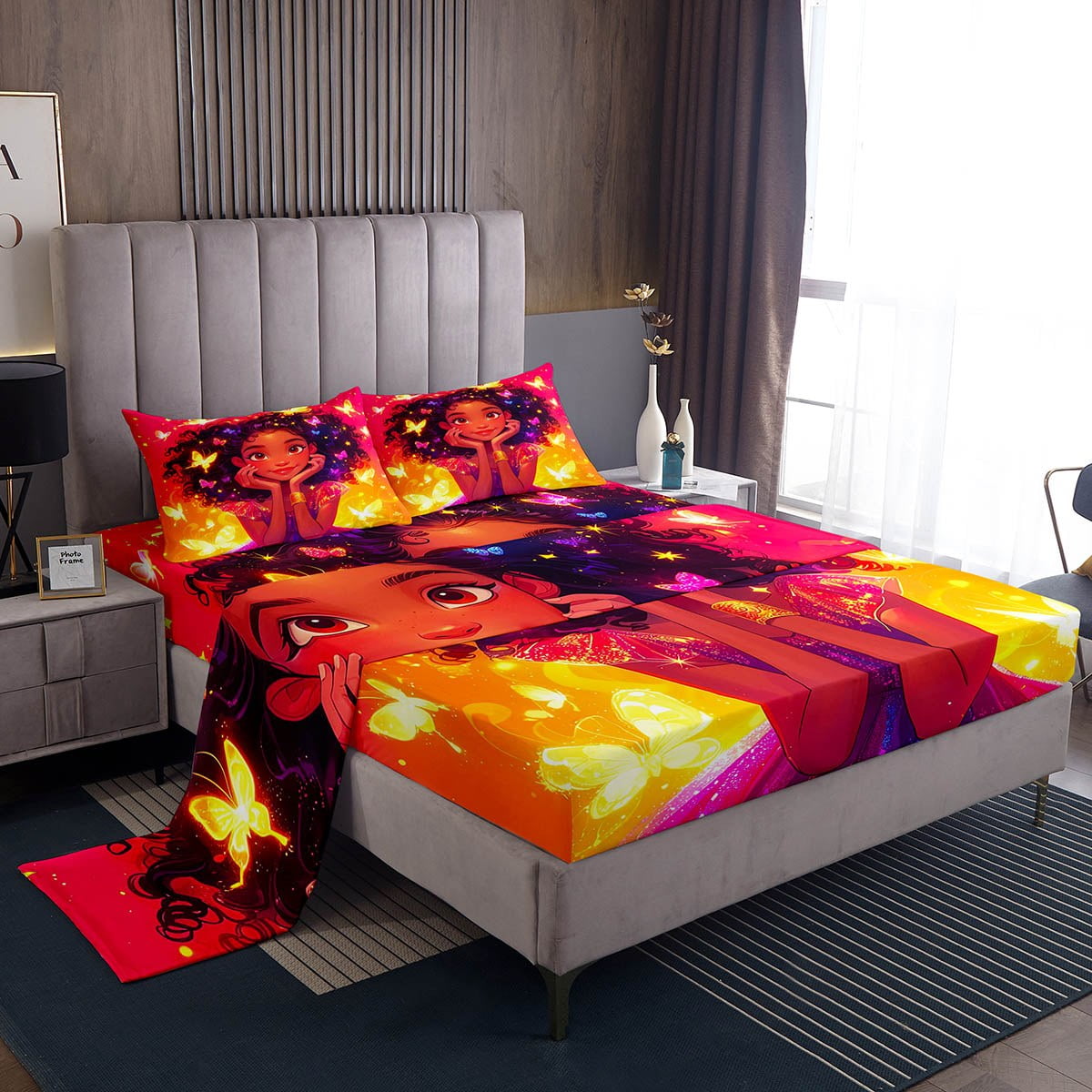 Afro-American King Sheet Set for Little,Afro Princess Melanin Bed ...