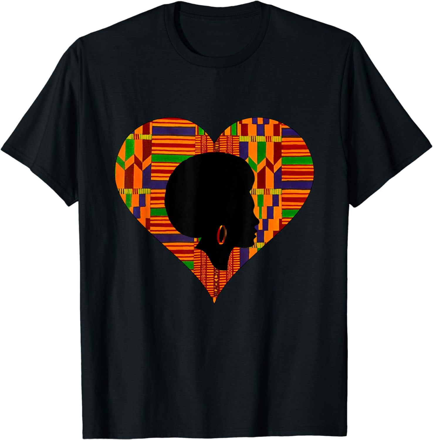 Afro American Kente Cloth Heart Shape Black History Month T-Shirt ...