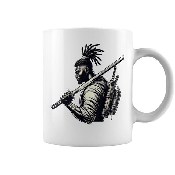 Afro American Samurai Anime Cartoon Japanese Bushido Warrior Coffee ...
