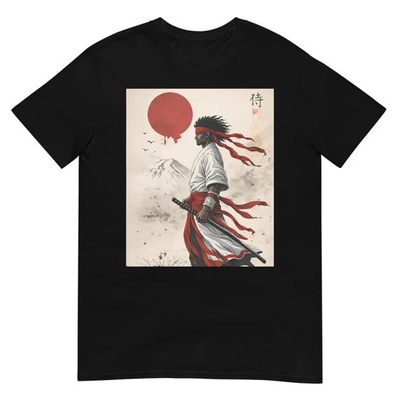 Afro American Samurai Anime Cartoon Japanese Bushido Warrior Graphic ...