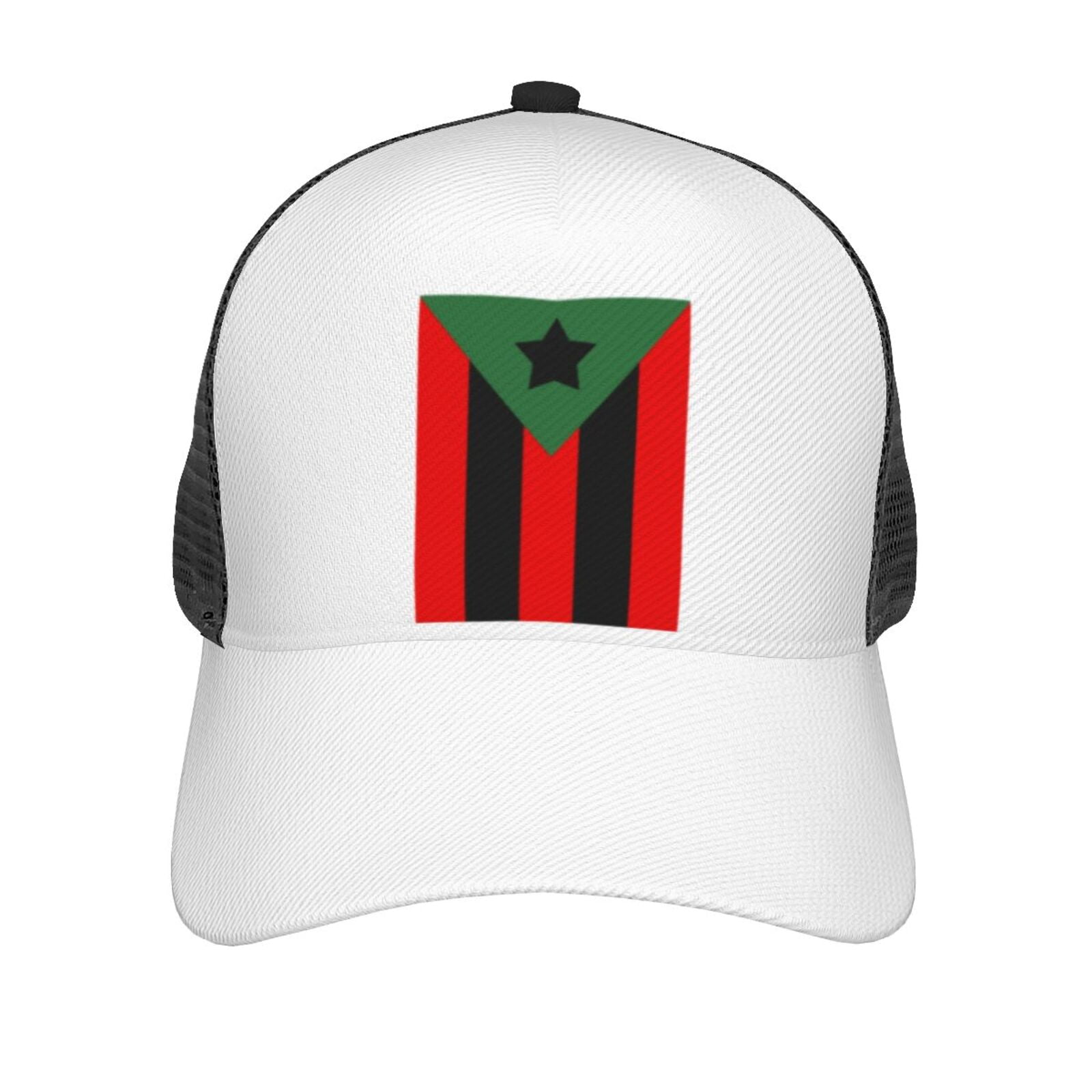 Afro Boricua Puerto Rican Flag Curved Brim Mesh Baseball Cap Casual Sun ...
