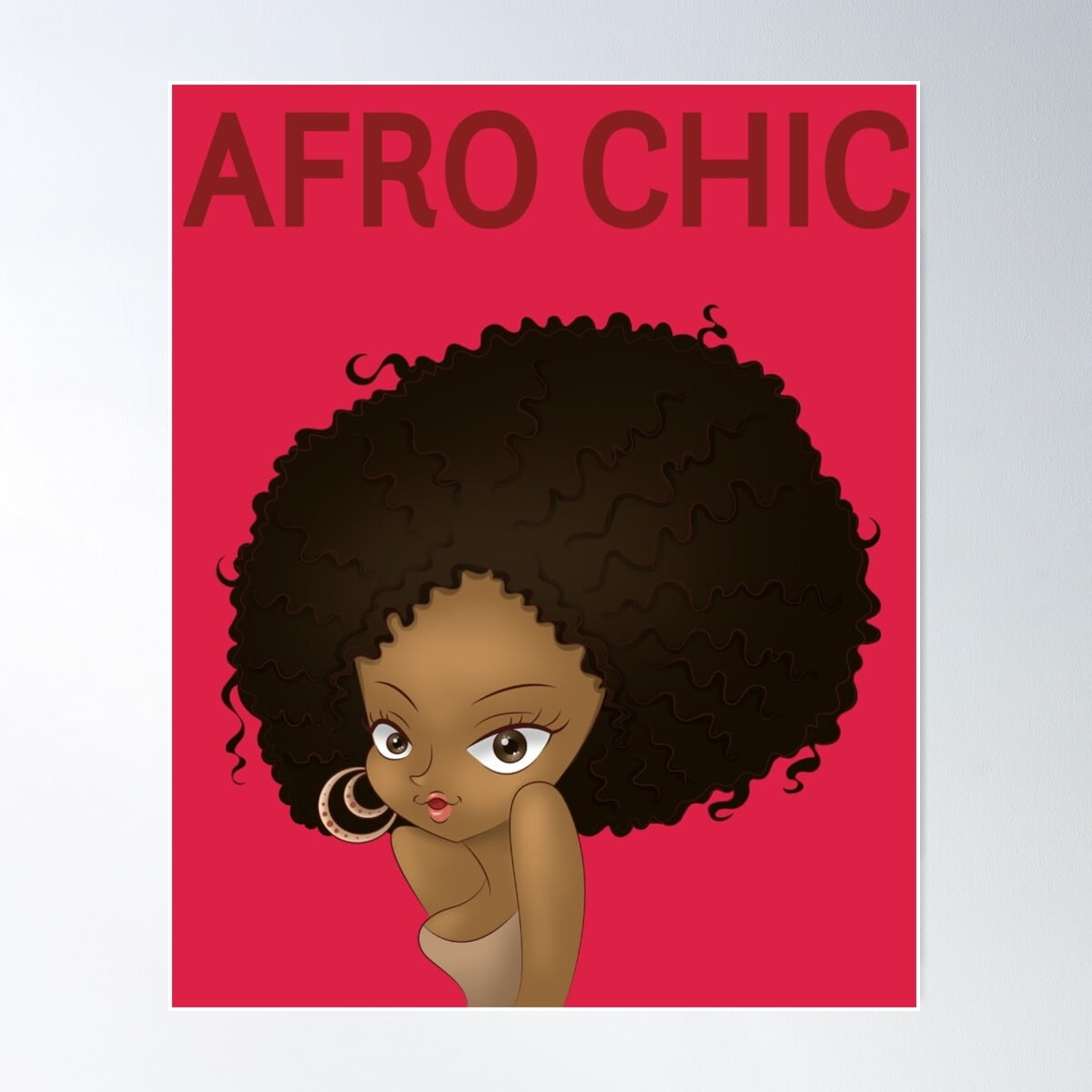 Afro Chic - Natural Hair Curly Fro African Poster Wall Art, Modern Wall ...