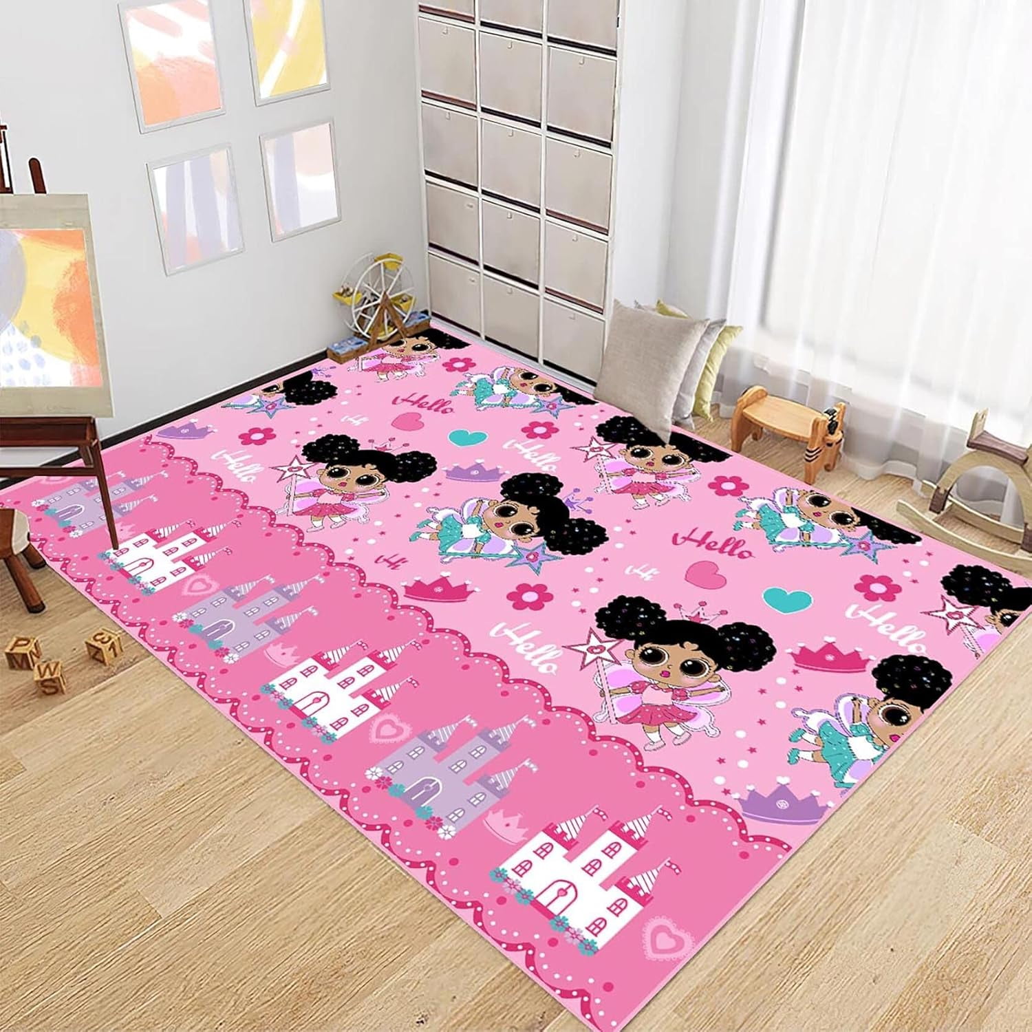Afro Girl Rug - Cute American Black Girls Area Rug Decor for Bedroom ...
