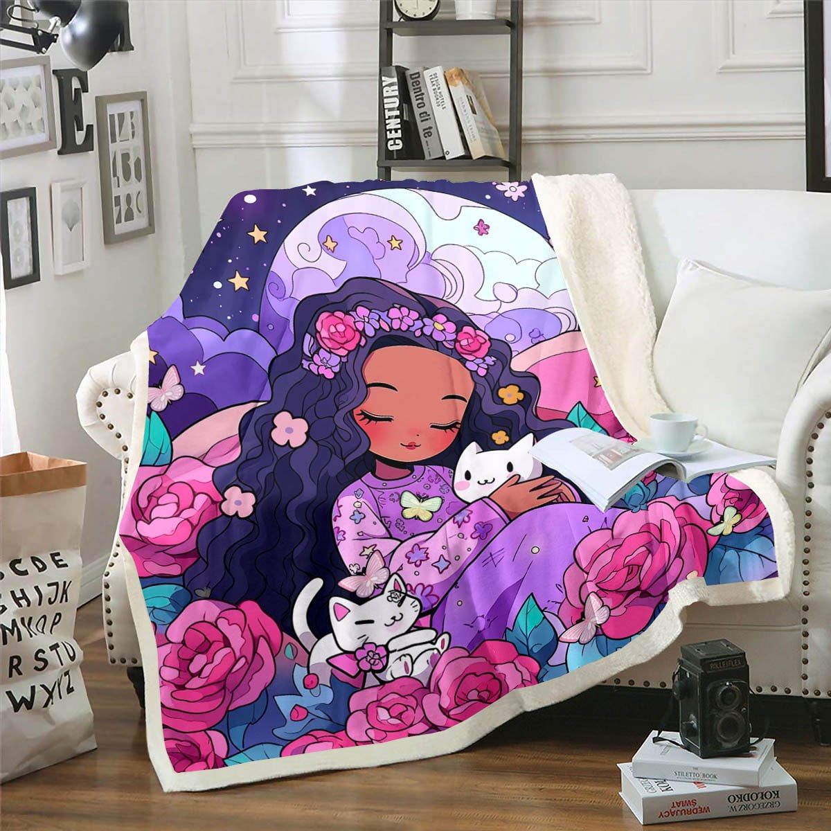 Afro Girls Blanket American African Princess Magical Throw Blanket ...
