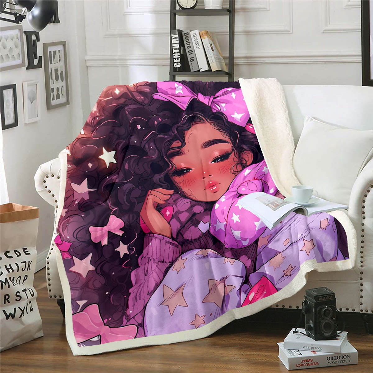 Afro Blanket American African Princess Magical Throw Blanket Black Hair ...