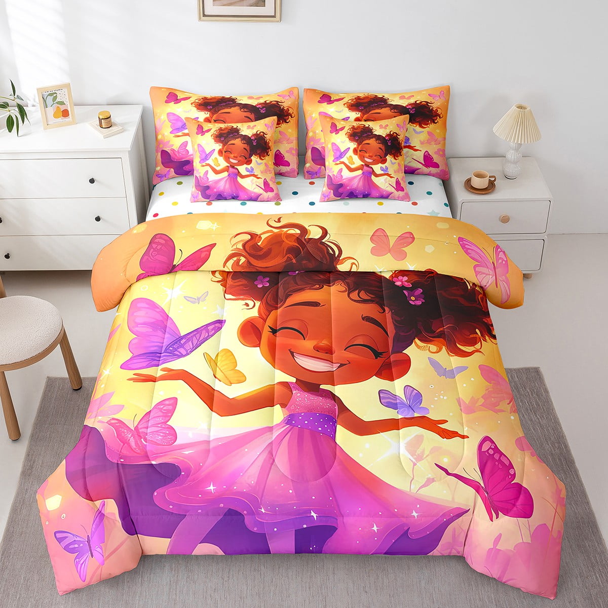 Afro Comforter Set 7 Piece Bed in a Bag Twin,American African Princess ...