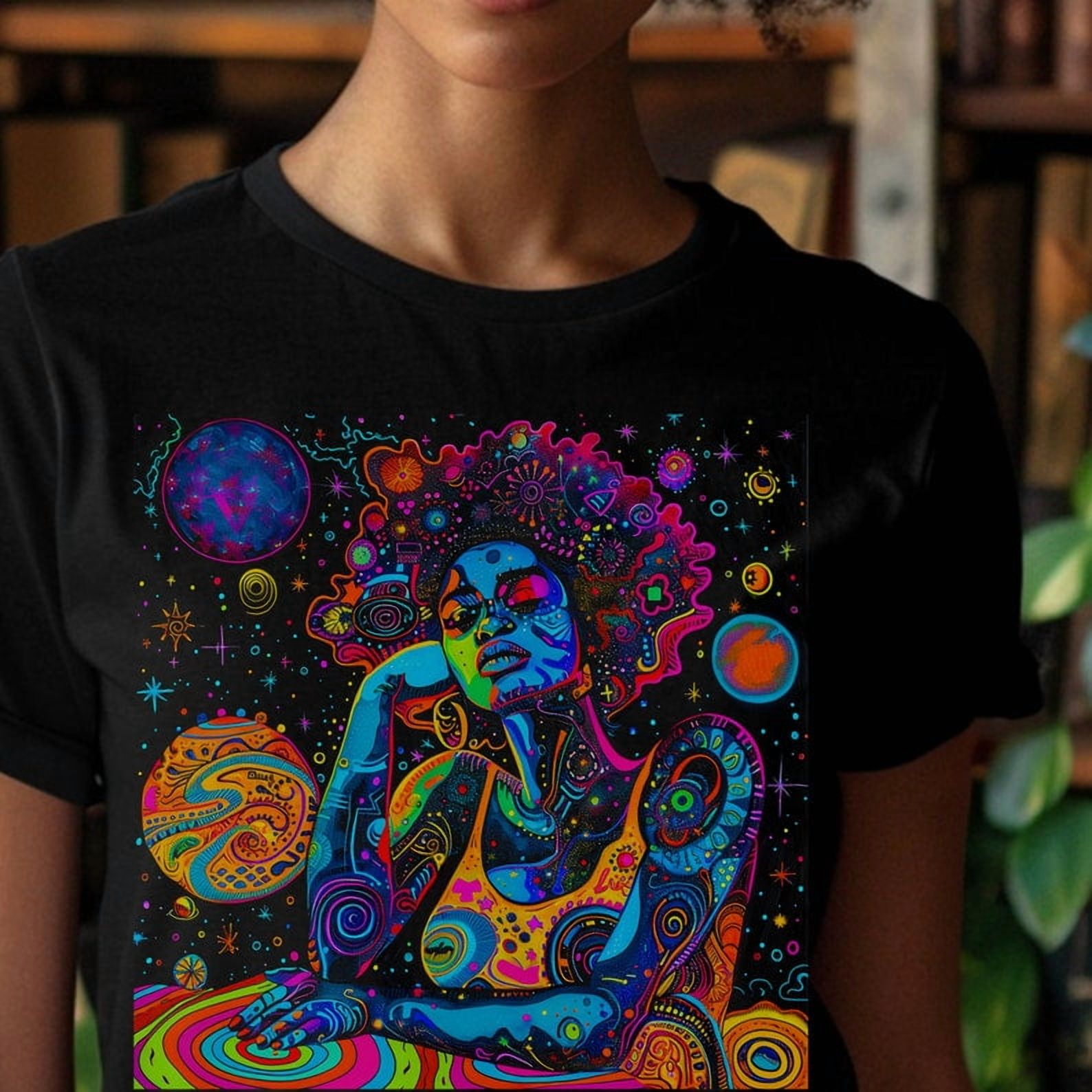 Afro Graffiti Doodles Shirt - Black Woman - Trippy Psychedelic - Neon ...