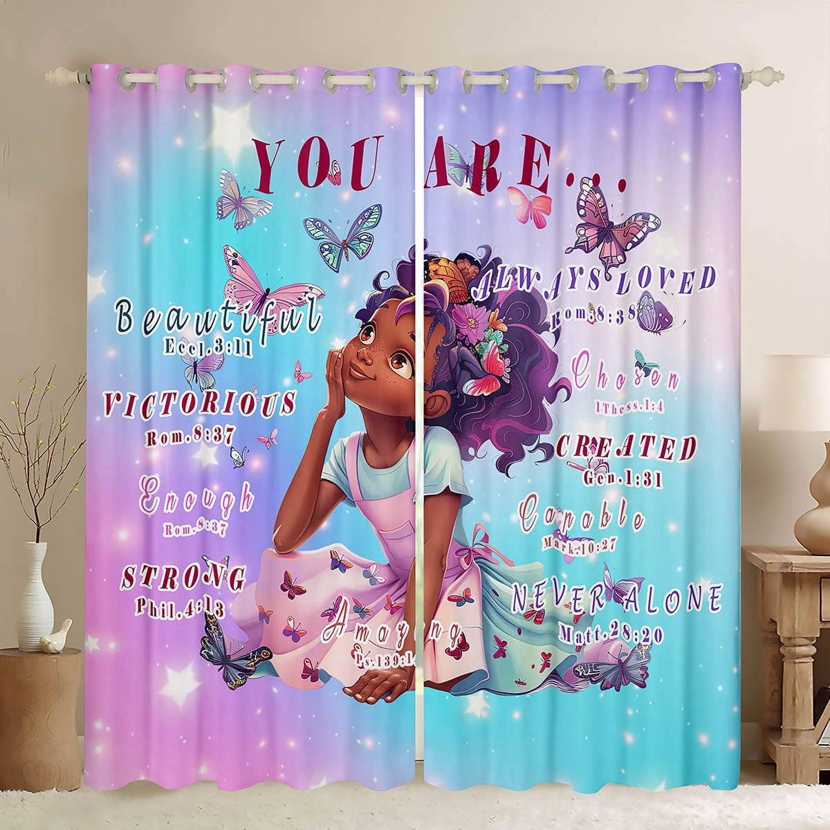Afro Hair Girl Curtains for Living Room,Little Girls Inspirational ...