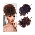 Afro High Puff Hair Bun with Bangs - Synthetic Kinky Curly Drawstring ...