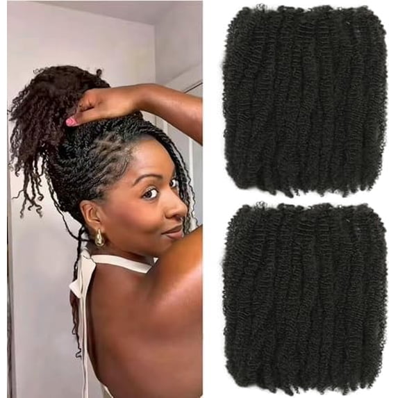 Afro Kinky Curly Braiding Hair For Mini Braiding Twists , Black Afro ...