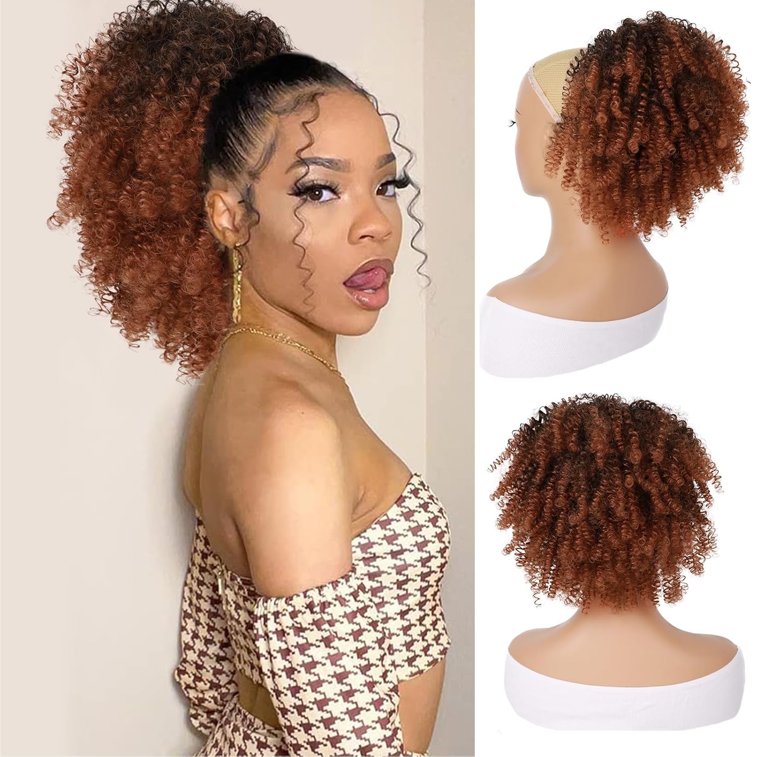 Afro Kinky Curly Drawstring Ponytail Extension for African Black Women ...