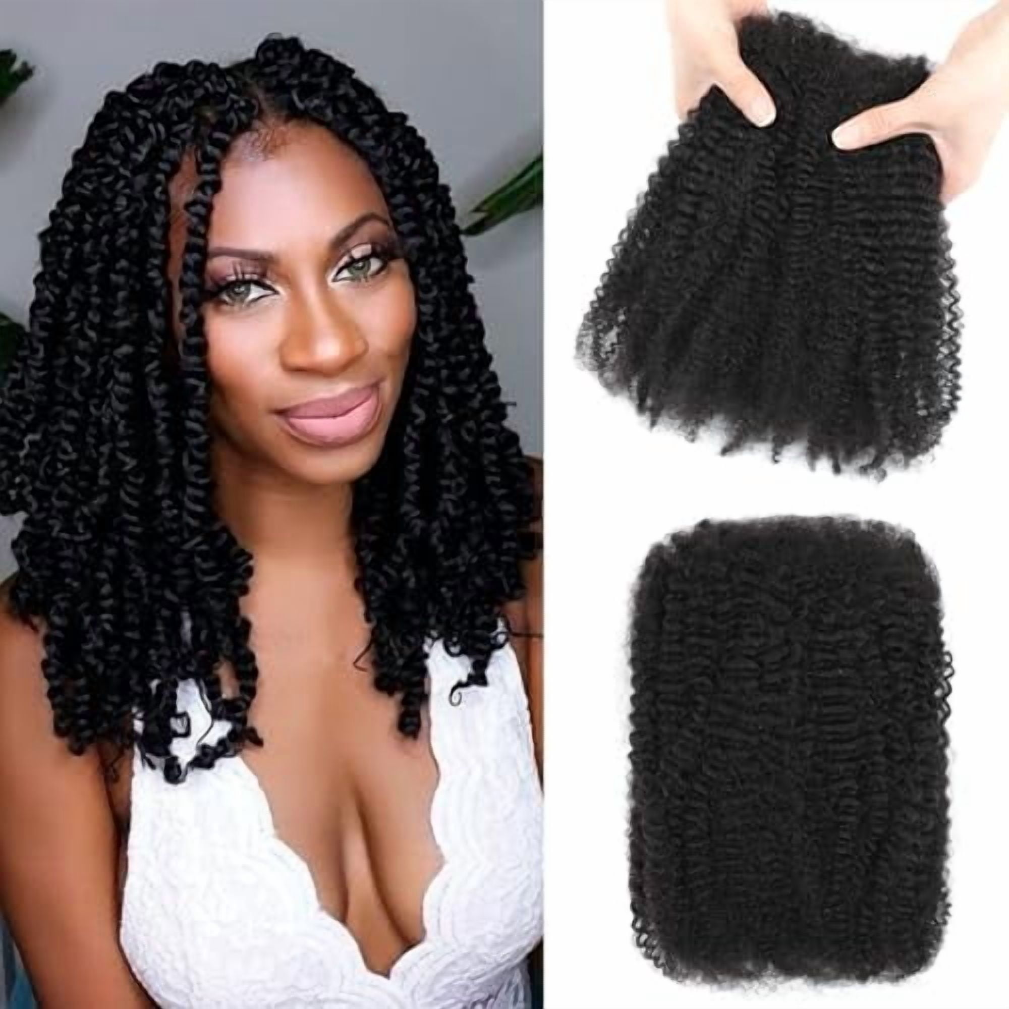 Afro Kinkys Bulk Human Hair 30g/Pack for Mini Twist, Braiding, Loc ...