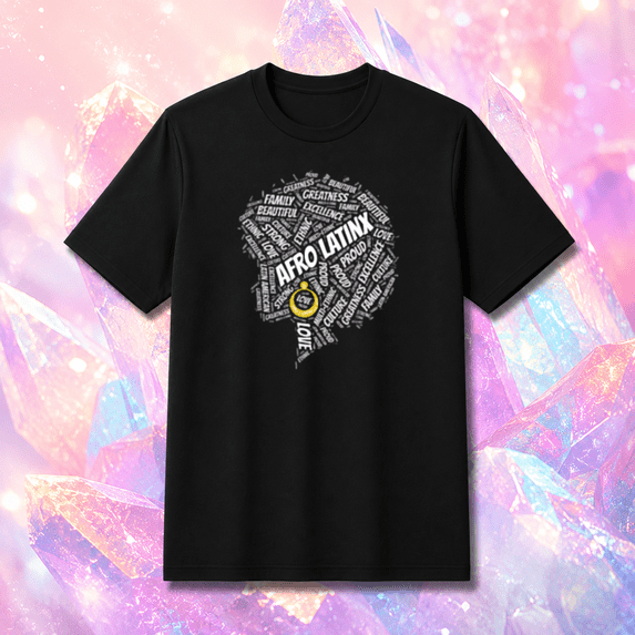 Afro Latinx Pride Word Cloud Head Design Unisex T-Shirt, S-5XL ...
