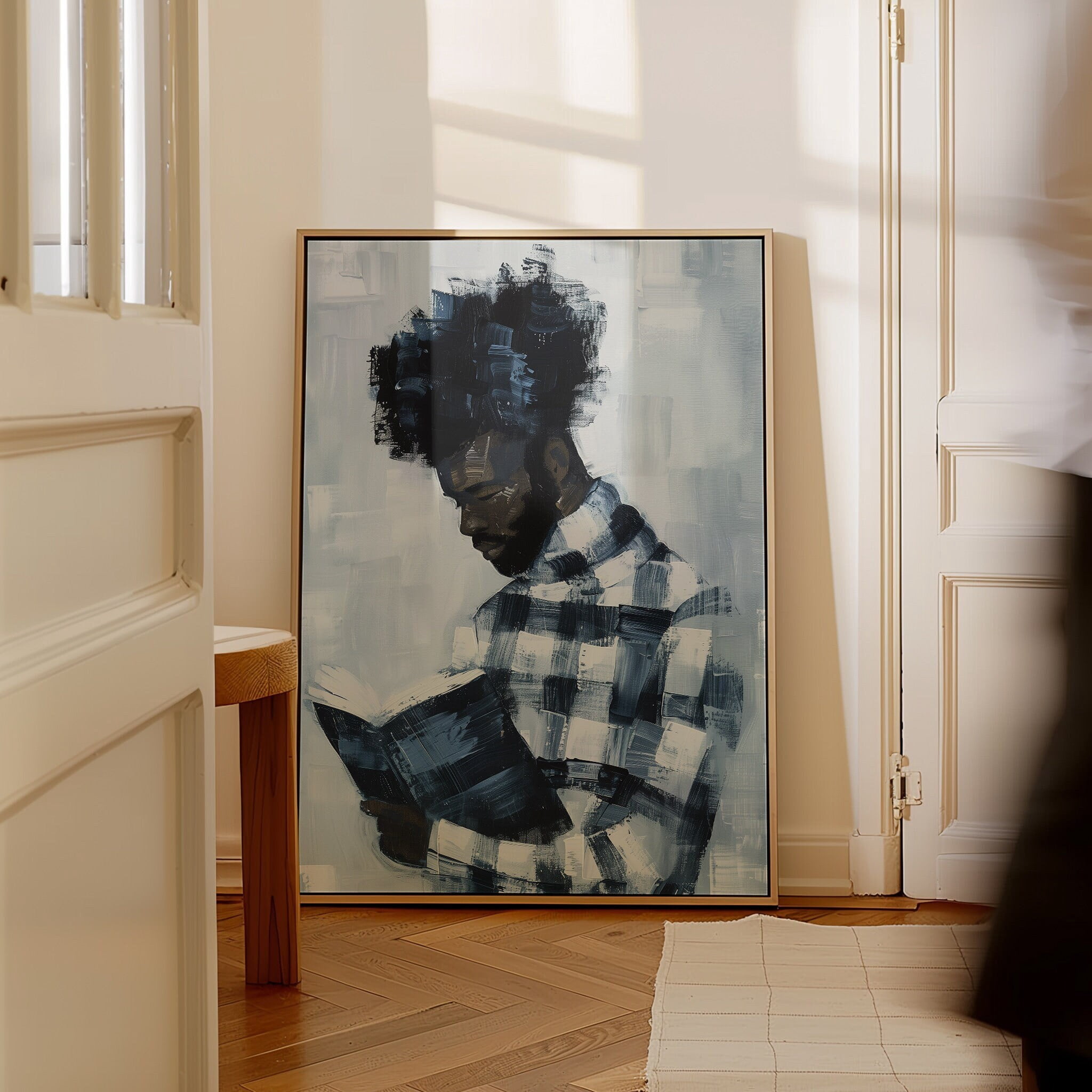 Afro Man Reading Print Abstract Contemporary Wall Art Home Decor Office ...