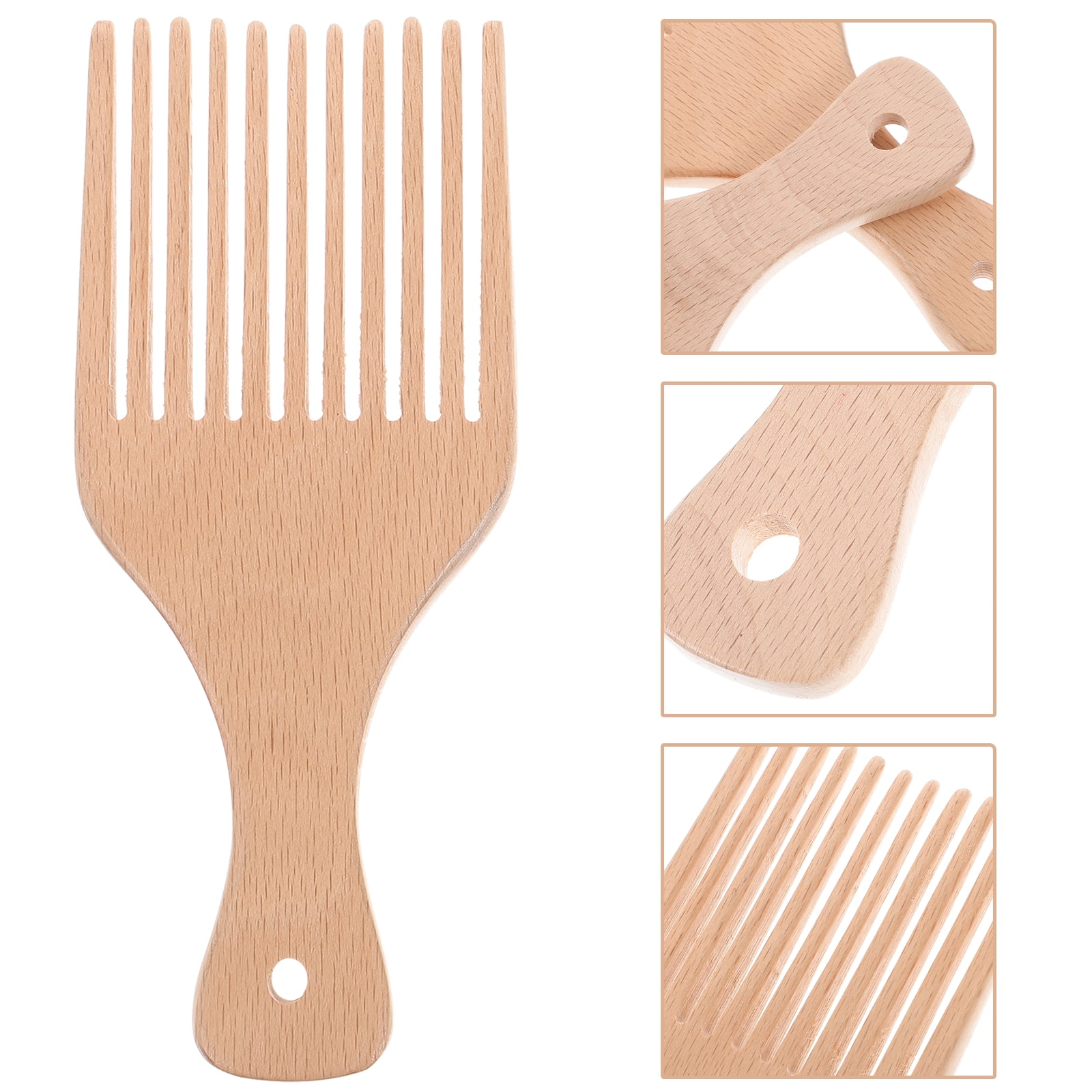 Afro Pick Hair Comb Smooth Hair Fork Comb Wooden Long Non- Static Comb ...