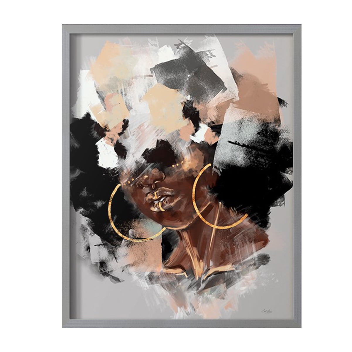 Afro Pop Framed Print in Gray Solid Wood Framed Print No Nail Hanging ...