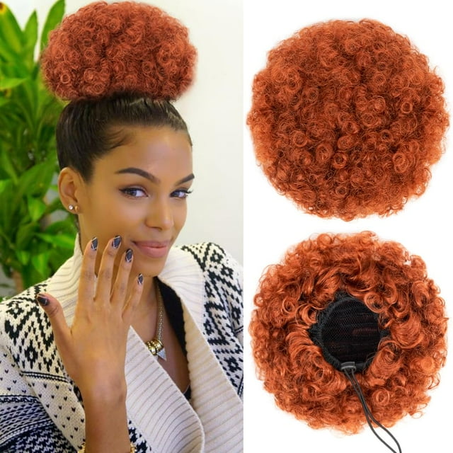 Afro Puff Clip On Synthetic Ponytail Extension for Black Women, 80gram ...
