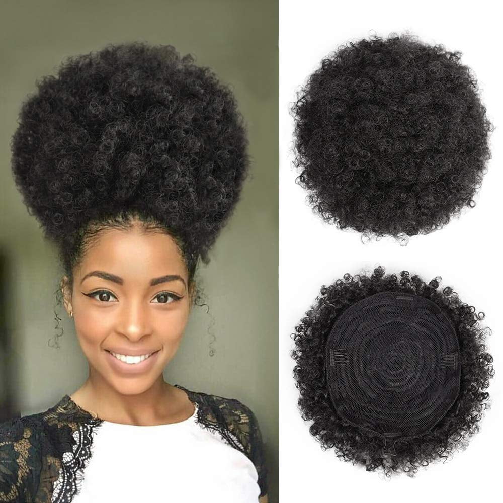 Afro Puff Drawstring Ponytail Black Kinky Curly Hair Bun Synthetic ...