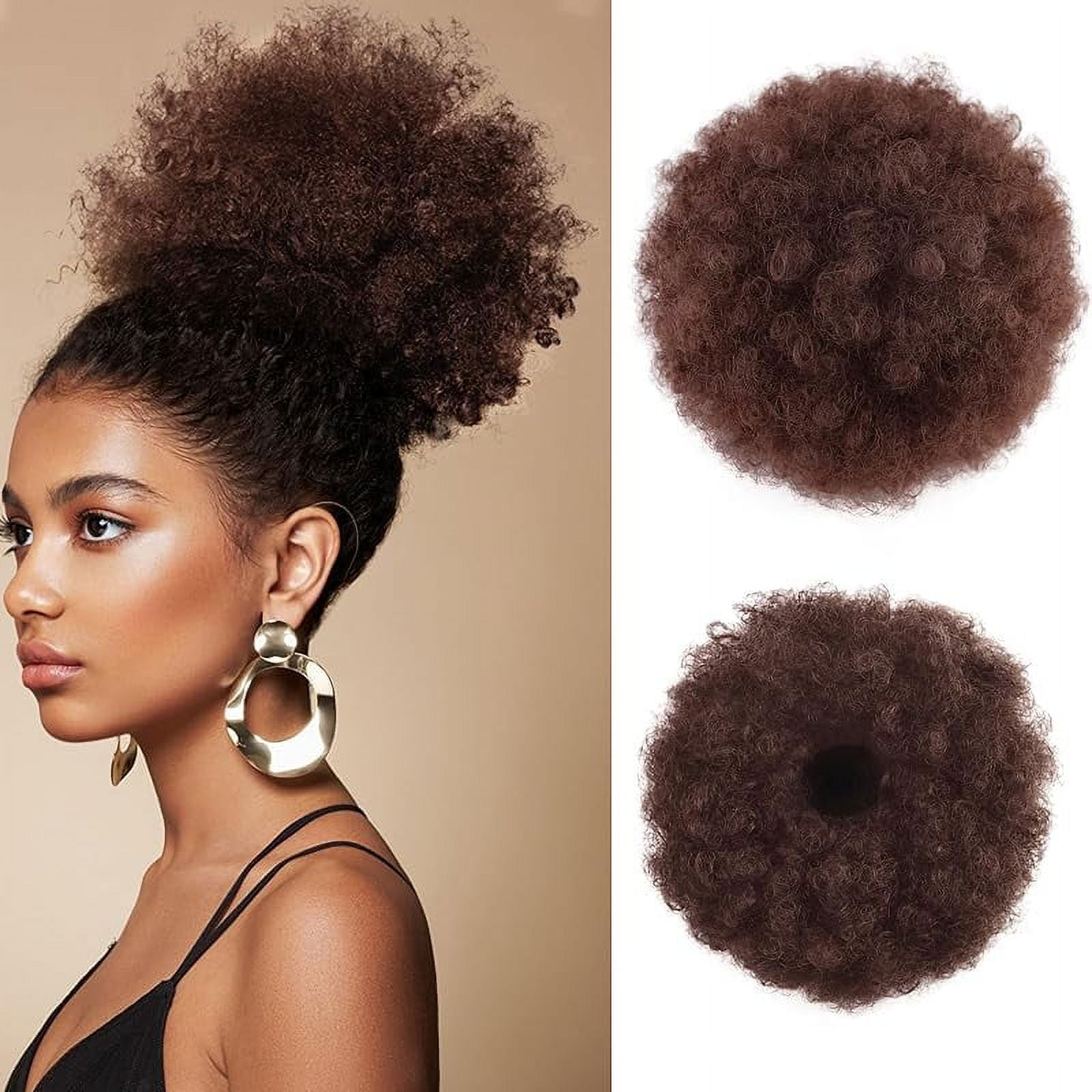 Afro Puff Drawstring Ponytail Black Kinky Curly Hair Bun Synthetic ...