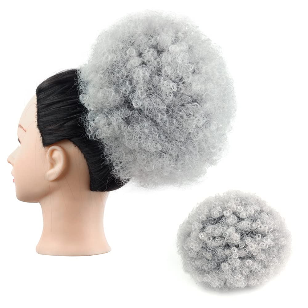 Afro Puff Drawstring Ponytail Ombre Grey Curly Ponytail Hair Extension Large High Puff Ponytail ...