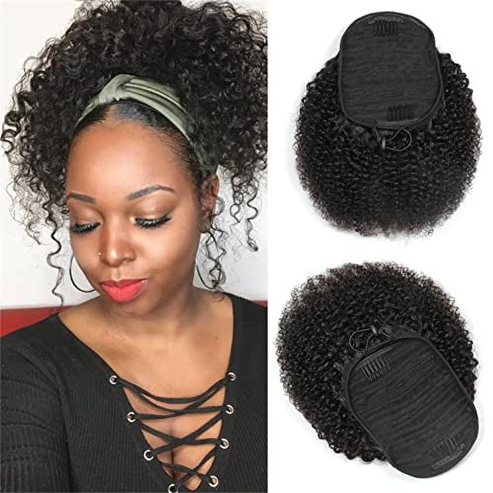 Afro Puff Drawstring Ponytail Remy Hair Extension Afro Kinky Curly 100 ...