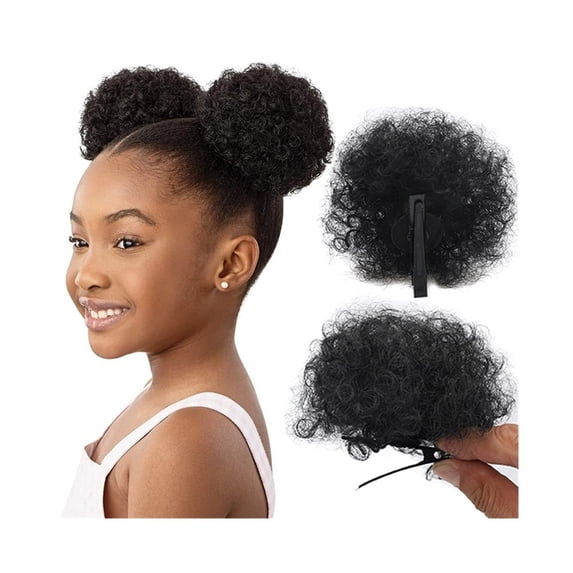 Afro Puff Hair Bun Duckbill Clip Small Kinky Curly Hair Extension ...